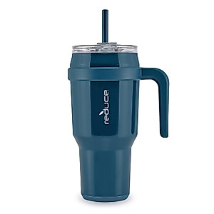 REDUCE 40 oz Stainless Steel Tumbler with Handle - Dual-Wall Vacuum Insulated Travel Mug, Sweat-Proof Lid & Reusable Straw - Keeps Drinks Cold for 24 Hrs, Fits Cupholders, Dishwasher Safe - Dark Web