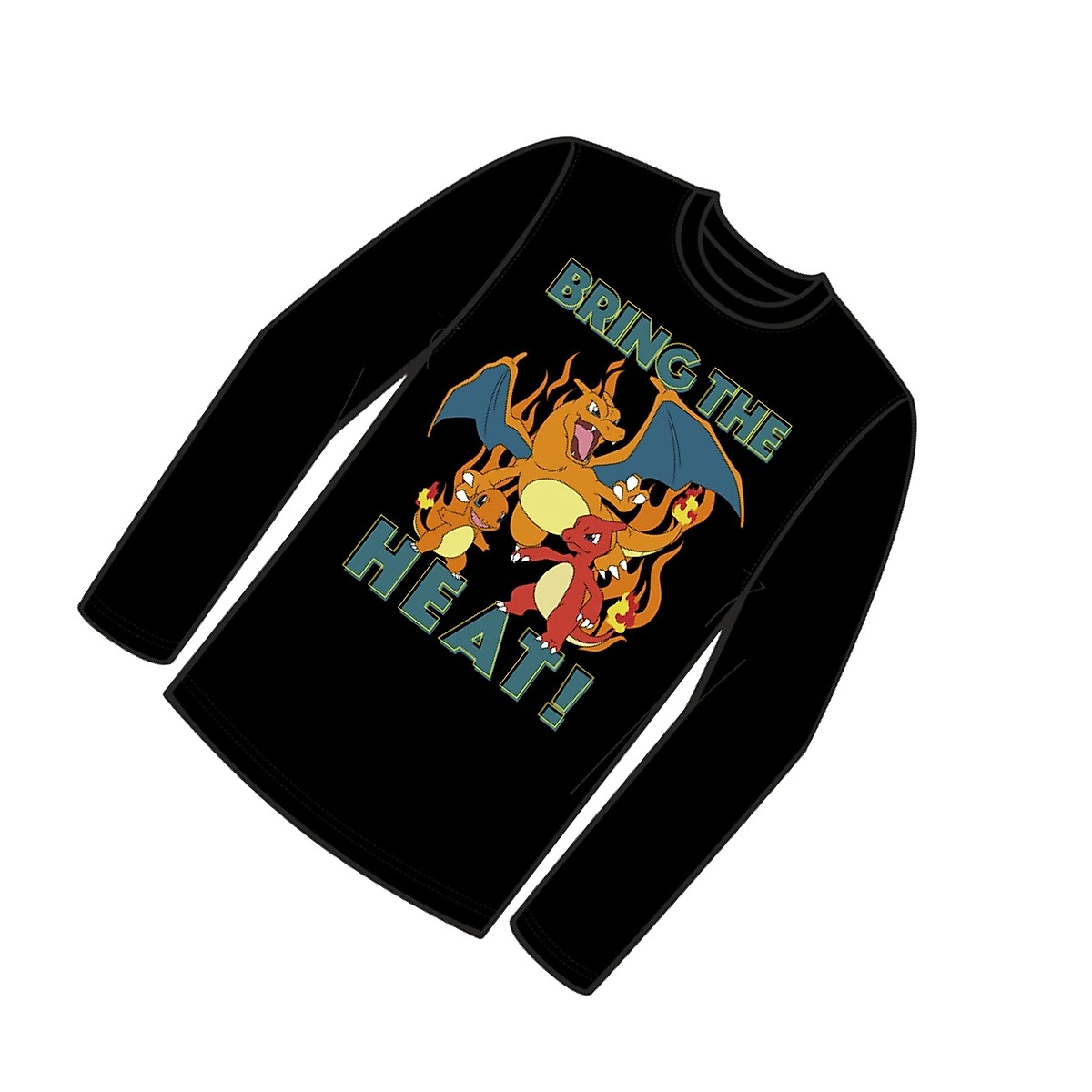 Pokemon Big Boys Charizard Long Sleeve T-Shirt Charizard Team Evolution Black