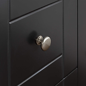 Walker Edison Charlotte Classic Glass Door Storage Buffet, 52 Inch, Black