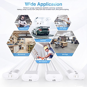 Ensenior 10 Pack Linkable Led Shop Light 4ft for Garage, 4400 High Lumens, 36W Equivalent 280W, 5000K Daylight, 48 Inch Utility shop led lights, Surface or Hanging Mount Fixtures, White, ETL Certified