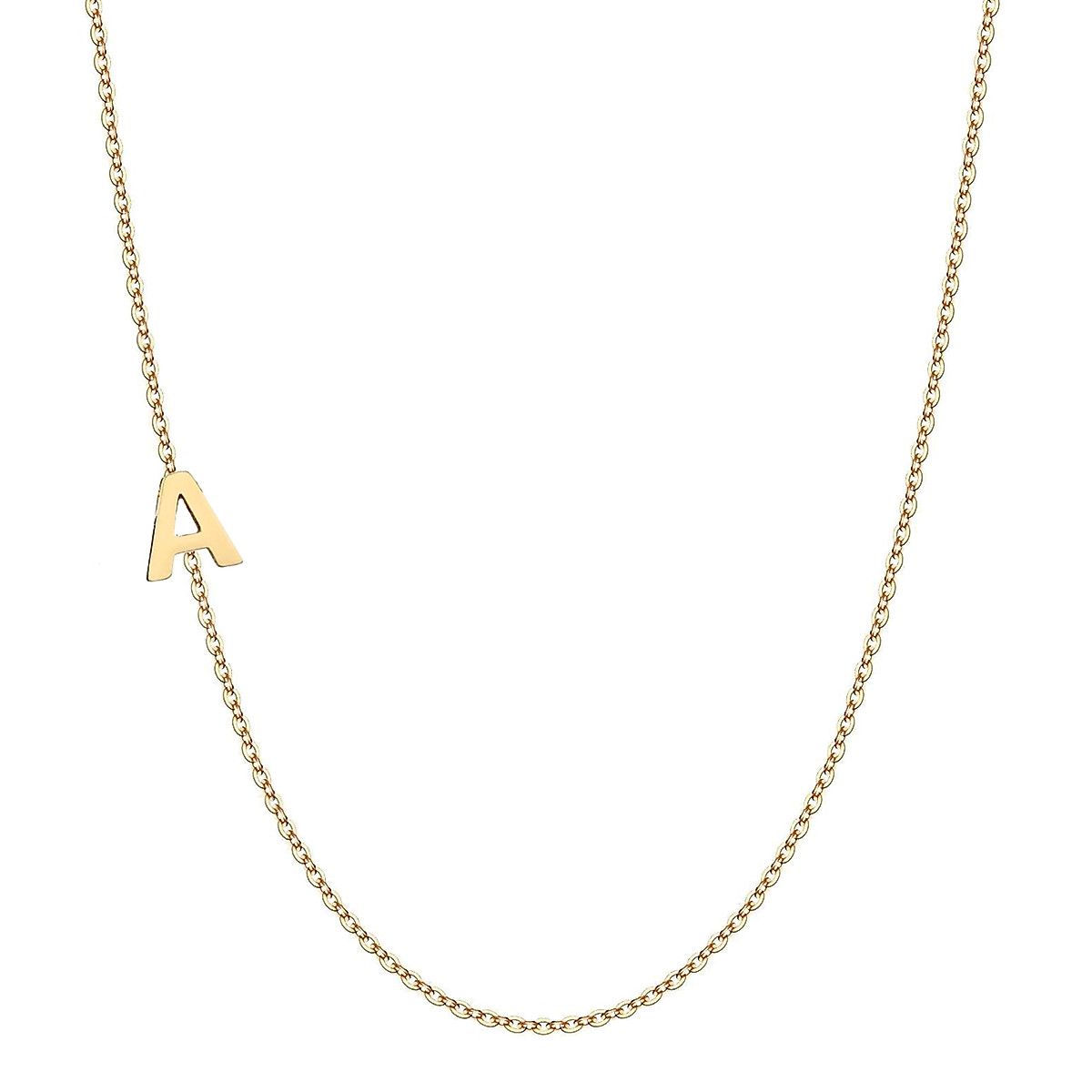 14k Sideways Initial Gold Necklace w Solitaire Diamond, Custom Multiple Letter Necklace, Personalized Solid Gold Initial Diamond Letter Necklace, Personalize Birthstone Bridesmaid Gift.