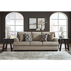 Signature Design by Ashley Stonemeade Contemporary Sofa Sleeper with Folding Gel Memory Foam Mattress, Reversible Cushions and 4 Accent Pillows, Queen, Light Brown