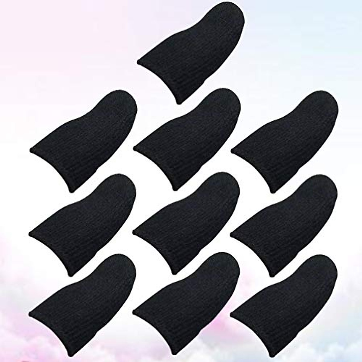 Garneck Black Finger Sleeve Mobile Game Controller Finger Sleeve Touch Screen Finger Cot Anti Sweat Thumb Fingers Protector for Mobile Phone Games 10pcs