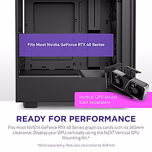 NZXT H5 Flow Compact ATX Mid-Tower PC Gaming Case – High Airflow Perforated Tempered Glass Front/Side Panel – Cable Management – 2 x 120mm Fans Included – 280mm Radiator Support – Black