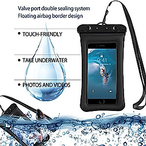 Syking Floating Waterproof Pouch Cellphone Dry Bag Case for Samsung Galaxy Note 20 Ultra S22 Plus S21 S10e S9 Note 10+ A03S A02S A13 A32 A42 A52 A02 A11 A21 A51 A71 5G iPhone 13 12 Pro Max 11 XR-Black