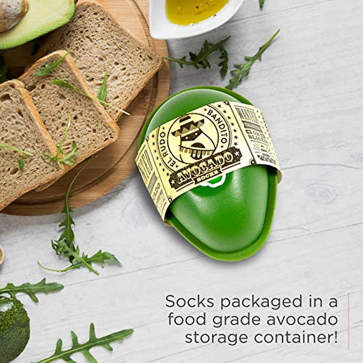 Clover Company Fun Novelty Sock - Avocado Saver - Gift for Teenage Girls, Boys, Men, Women - Birthday, Stocking Stuffer, Secret Santa, Cute Cool Fun Weird Stuff, Yellow, One Size