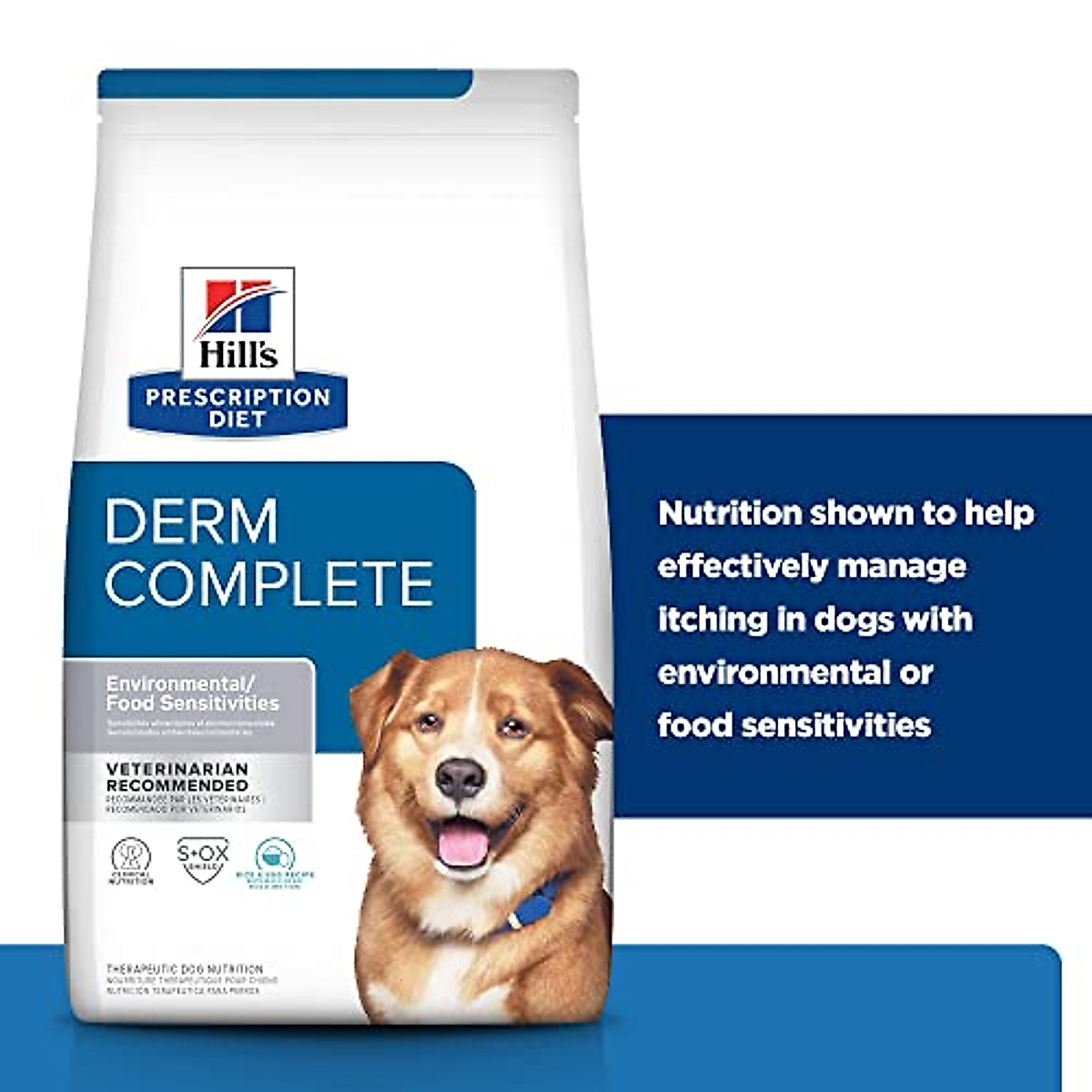 ​Hill's Prescription Diet Derm Complete Skin & Food Sensitivities Dry Dog Food, Veterinary Diet, 24 lb. Bag