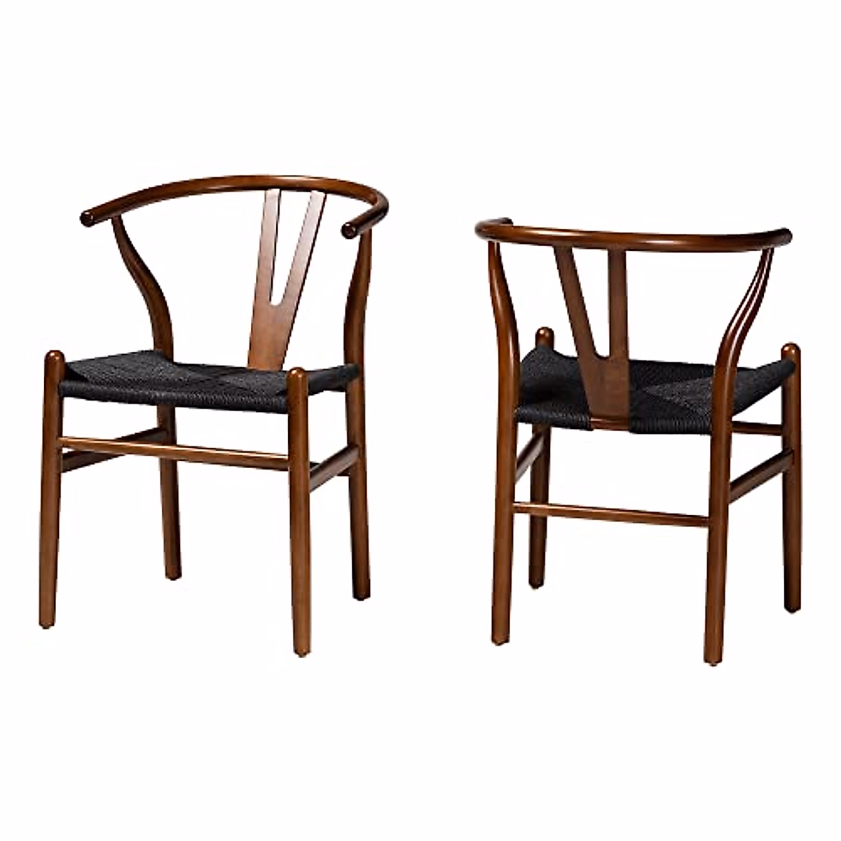 Baxton Studio Paxton Dining Chairs, Black/Walnut Brown