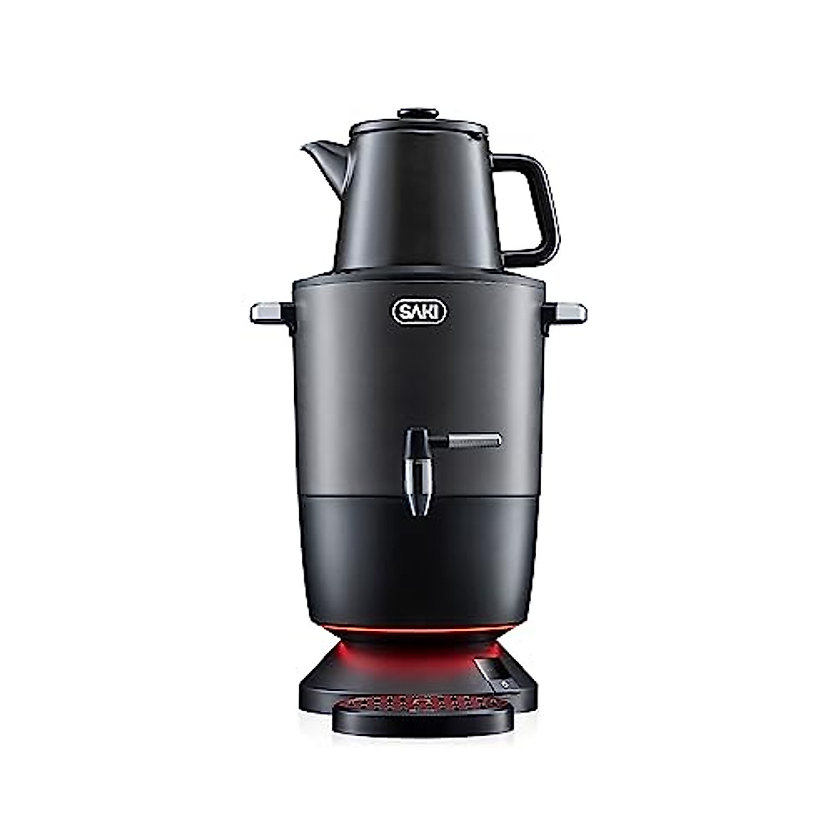 SAKI Chaiovar Electric Samovar - 4L Stainless Steel Electric Tea Maker, Temperature Display, Large Ceramic Teapot, Boil Dry & Auto Shut Off, Best for Persian, Russian, and Turkish Tea - Space Grey