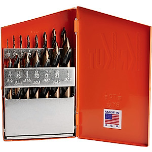 KnKut 15 Piece Mechanics Length Step Point Drill Bit Set 1/16"-1/2" by 32nds
