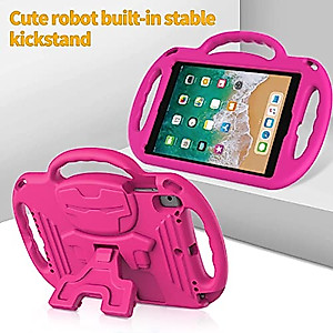 BMOUO Kids Case for iPad 6th/5th Generation (9.7 inch, 2018/2017), iPad Air 1 & iPad Air 2 Kids Case with Shoulder Strap for for iPad 9.7” (iPad 6th/5th Gen)/iPad Air 1st/2nd Generation, Rose