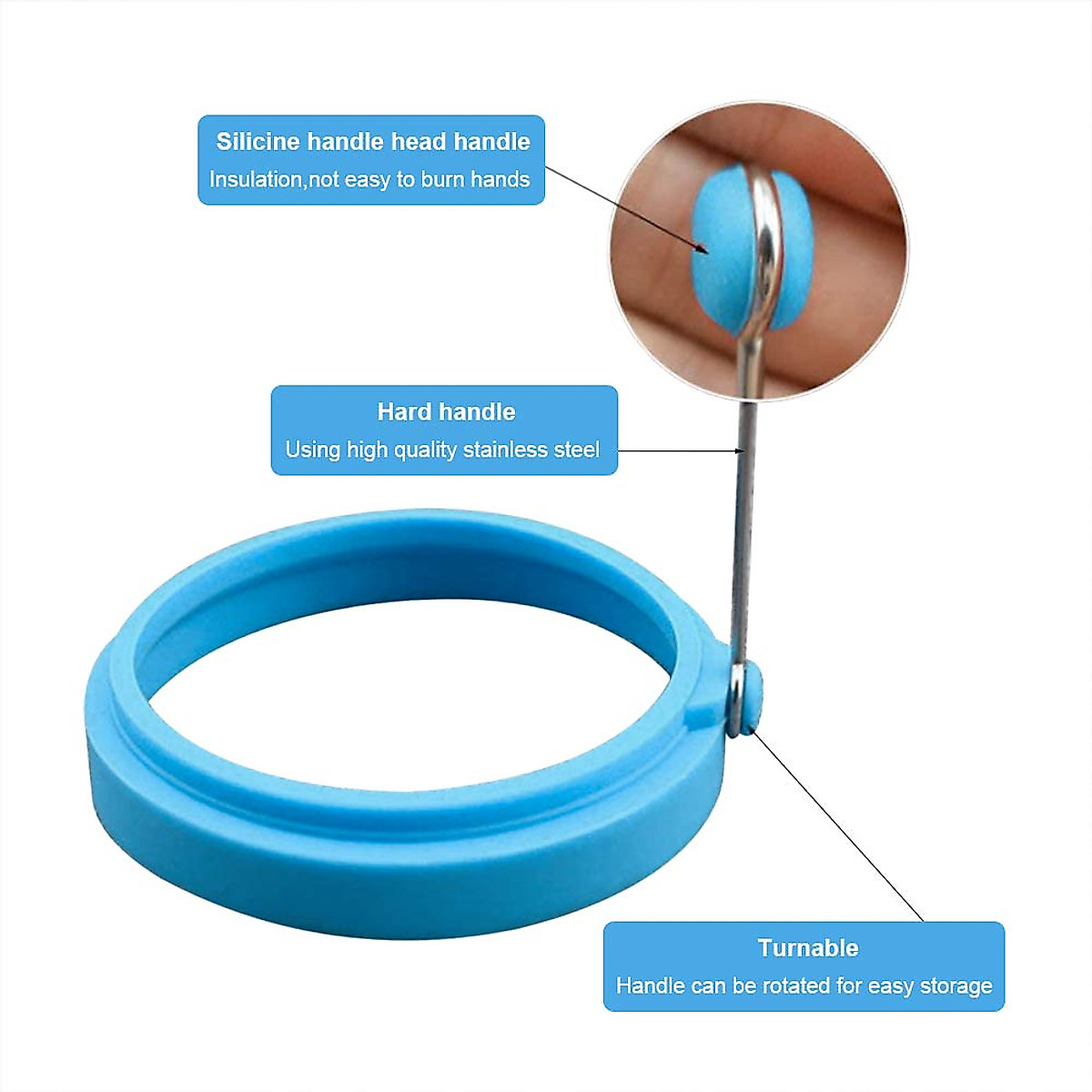 Emoly Silicone Egg Ring, Egg Rings Non Stick, Egg Cooking Rings, Perfect Fried Egg Mold or Pancake Rings (New,4pcs), Multicolor