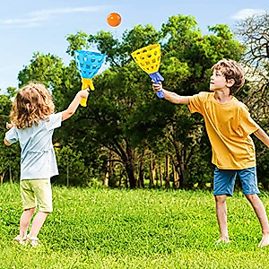 TEMI Pop Pass Catch Ball Game with 4 Catch Launcher Baskets and 20 Balls, Beach Toys Backyard Outdoor Indoor Game Age 3 4 5 6 7 8 9 10+ Years Old Boys Girls Kids Adults Family Christmas Easter Gifts