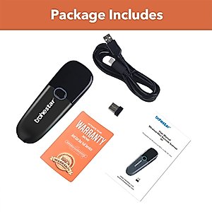 Trohestar N3 Mini Bluetooth Barcode Scanner 1D 2D QR Compatible with 2.4GHZ Wireless & Wired Connection Portable 2D Bar Code Reader Portable Barcode Scanner