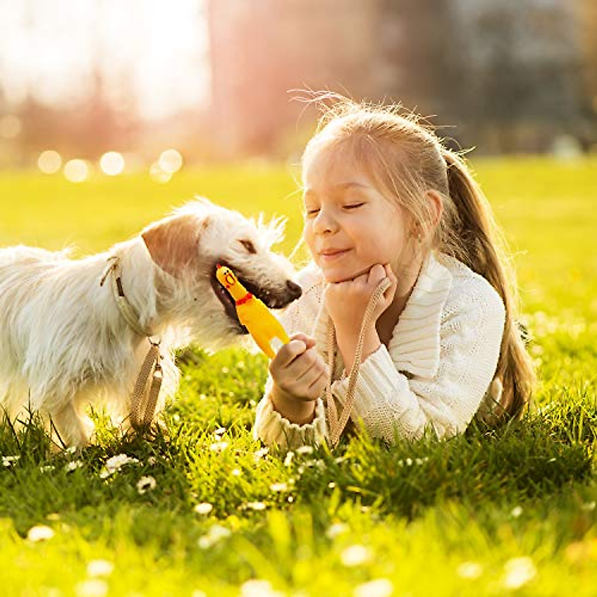 15 Pcs Rubber Chicken Screaming Chicken squeeze Novelty Squeaky Noise Shrilling Shrieking Squawking Chicken Noisemaker Novelty Gadget for Dogs Pets, 6.3 Inch