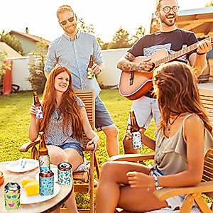 16 Pcs Beer Can Coolers Sleeves summer Pattern Beer Can Coolies Soft Insulated Bulk Thermocoolers Koolies in Bulk for Soda Cover Coolers Collapsible for Favors Parties Events Beer Water Bottles
