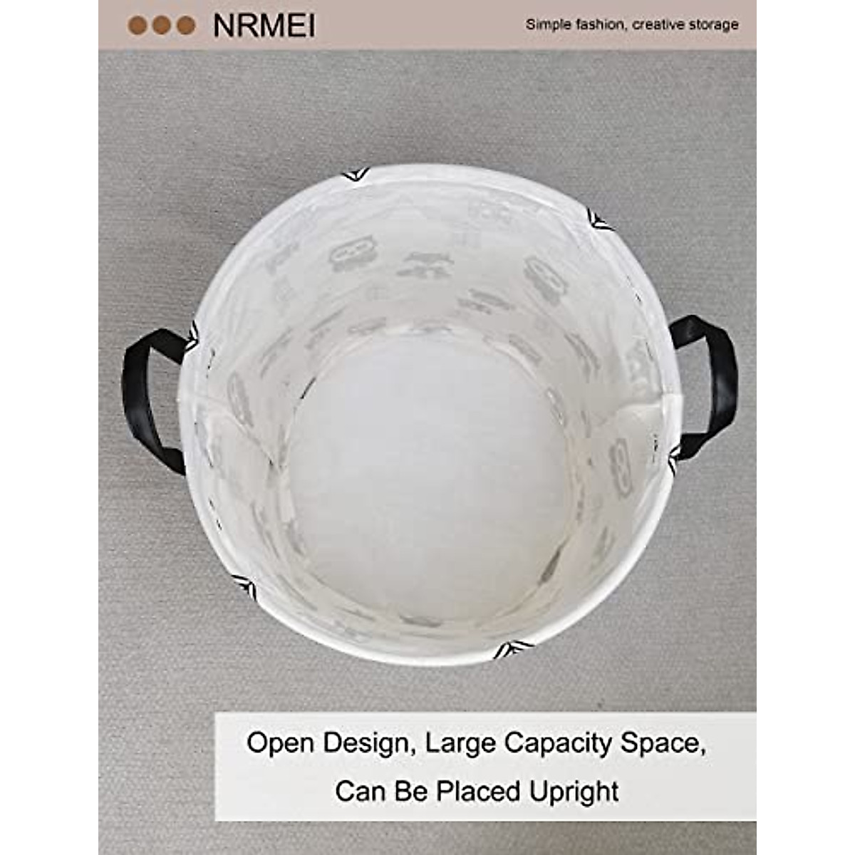 NRMEI Round Storage Basket Laundry Foldable Waterproof Coating Nursery Hamper for Living Room Bedroom and Clothes Toys(Round Pine Animal), 19.7 In H x 15.7 D inches, inches