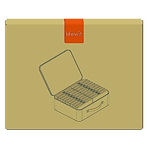Lifewit Fireproof Photo Storage Box with 18 Inner 4x6 Clear Photo Case, Zipper Collapsible Photo Organizer Box with 1 Sheet Label Sticker, Waterproof Box with Handle for Seeds Office Craft Supplies