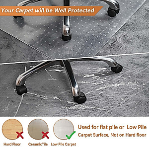 HOMEK Large Office Chair Mat for Carpeted Floors, 45" x 53" Clear Desk Chair Mat for Low Pile Carpet- Easy Glide Carpet Protector Mat for Office Chair