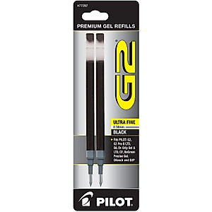 Pilot G2 Gel Ink Pen Refills, Ultra Fine Point, 0.38mm, Black Ink, 6 Refills