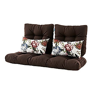 ARTPLAN Outdoor Cushions Loveseat All Weather Chair Cushions Bench Cushions Set of 5 Wicker Tufted Pillow for Patio Furniture