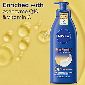 NIVEA Skin Firming Nourishing Hydration, Firming Body Lotion for Dry to Very Dry Skin with Q10 and Vitamin C, 16.9 Fl Oz Pump Bottle