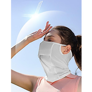 Neck Gaiter Balaclava Sun Protective Face Bandana with Ear Loops Ice Silk Veil UV Protection Face Cover for Summer Outdoor Activities