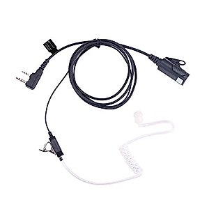 KS K-STORM Surveillance Acoustic Tube Earpiece Headset with MIC Compatible with Kenwood Two Way Radio, PU Material, Black (Compatible Kenwood)