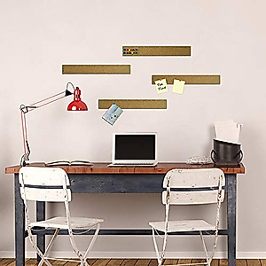 Lockways Cork Bulletin Bar Strip Set 4 Pieces, 2 x 15 Inch, Frameless Cork Board Memo Strip for Office, School, Home Holiday Décor