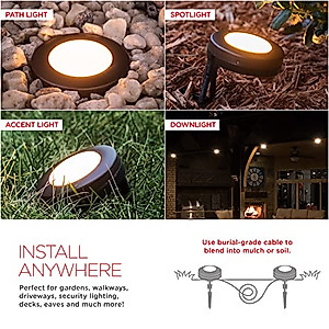 UltraPro LED Landscape Lights, Warm White, Large, 6 Pucks, 48ft, Outdoor Lighting, Ground, Garden, Decks, Patios, On/Off, Decoration, Weather Resistant, Durable, All Seasons, 60772