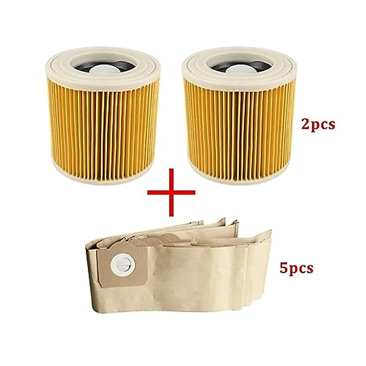 McbeAn Hepa Filter Paper Dust Bags Replacement Fliters Accessories Compatible for Karcher WD3 WD3,200 WD,3300 MV3 WD3,500 Vacuum Cleaner Parts(Set G)