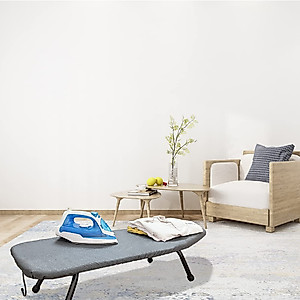 Fayaww 36x12in Table Top Ironing Board, Small Ironing Board with Removable Iron Rest, Metallic Ironing Cover and Thick Felt Pad, Black