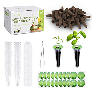 URUQ 140Pcs Hydroponic Pods Supplies: Grow Anything Kit with 35 Grow Sponges, 35 Grow Baskets, 35 Grow Domes, 35 Pod Labels - Compatible with Hydroponics Growing System Indoor Garden from Most Brands