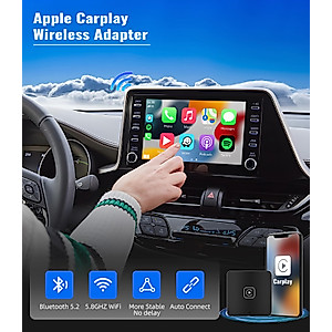 CAMECHO Wireless CarPlay Adapter for All Factory Wired CarPlay, Apple Carplay Wireless Dongle, Carplay Wireless Adapter for iPhone, 5Ghz WiFi, Plug & Play, Auto Connect, Carplay Box
