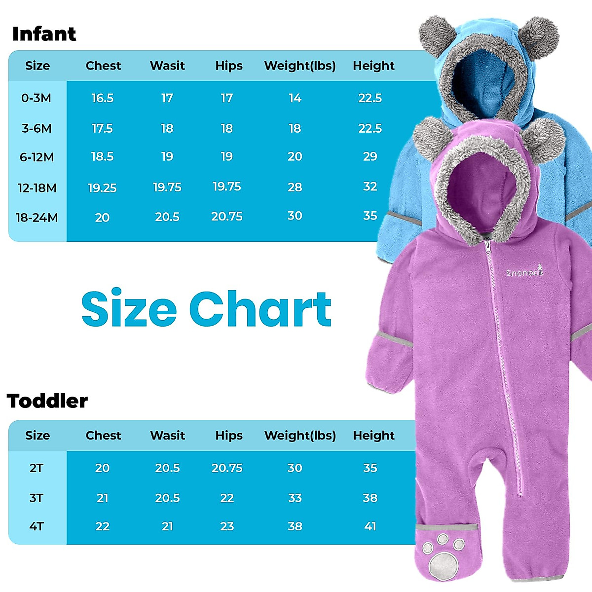 Snonook Fleece Baby Jacket - Winter Suit Bunting Bodysuit with Fold Over Mittens & Footies, Hooded & Zipper Down, Soft Cozy Warm Jumpsuit for Infants, Midnight Navy, 12/18 months
