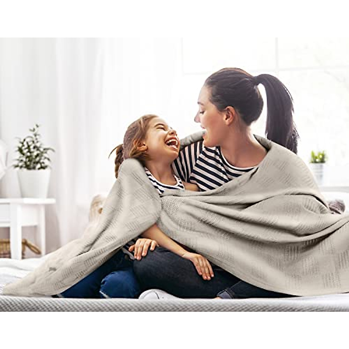 Utopia Bedding 100% Cotton Blanket (Throw Size - 60x50 Inches) 350GSM Lightweight Thermal Blanket, Soft Breathable Blanket for All Seasons (Khaki)
