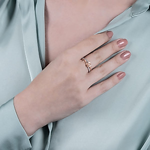 Jewelili Enchanted Disney Fine Jewelry 10k White and Rose Gold 1/5 Cttw Diamond Belle Rose Ring Size 8