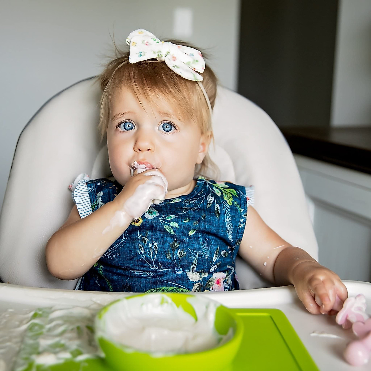 BapronBaby Boho Floral Bapron - No Neck Tie Safer Bib for Baby & Toddler - Soft Waterproof Stain Resistant - Machine Washable - Sz Baby/Toddler 6m-3T