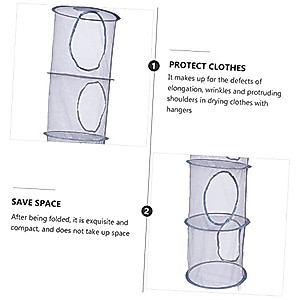 Alipis 1pc 4 Foldable Hanging Basket Storage Baskets for Dish Drying Rack Foldable Bathroom Hanging Basket Laundry Mesh Dryer Underwear Grey Polyester Savings Bag Travel