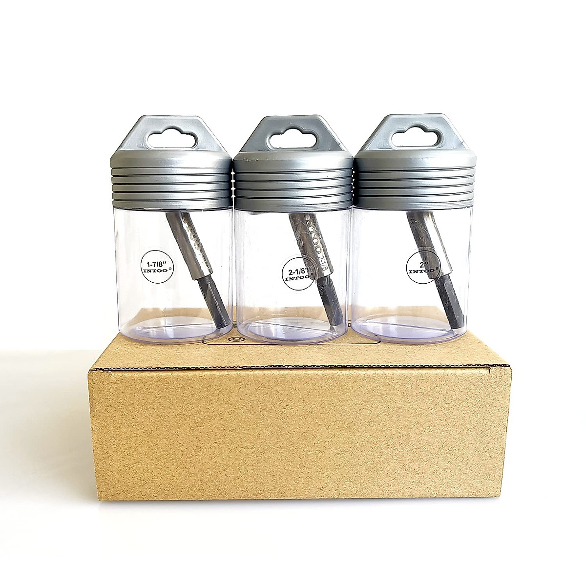 INTOO Forstner Bit Set 3Pcs Hex Shank,1-7/8",2",2-1/8" Multi Sided Shank Wood Drill Bits Set