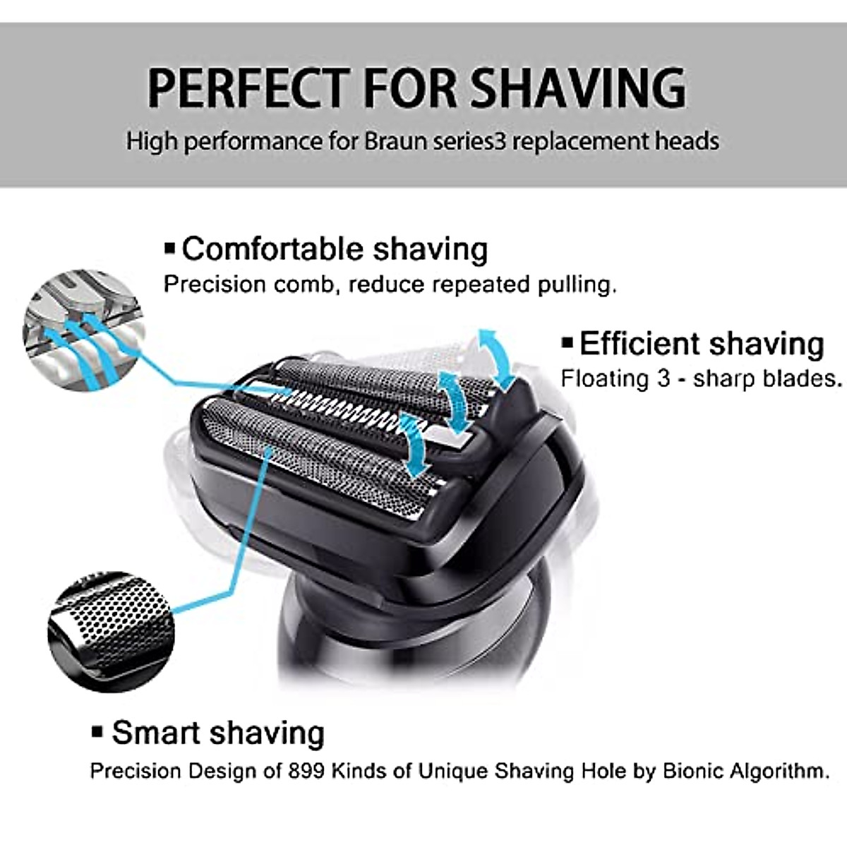 32B S3 Electric Replacement Shaver Head Accessories for Braun Series3 Shaving Razor Head, Suitable for Braun S3 3040s 3000s 3050cc 3010s 3070cc 3080s 3090s 310s 3020s 330s 370cc-4 380s-4, 3090cc Etc.