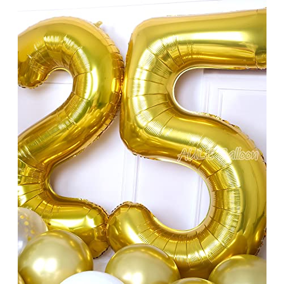 AULE 40 Inch Large 25 Number Balloons Gold, Big Foil Number Balloons, Giant Helium Happy 25th Birthday Party Decorations for Man and Women, Huge Mylar 52 Anniversary Party Supplies