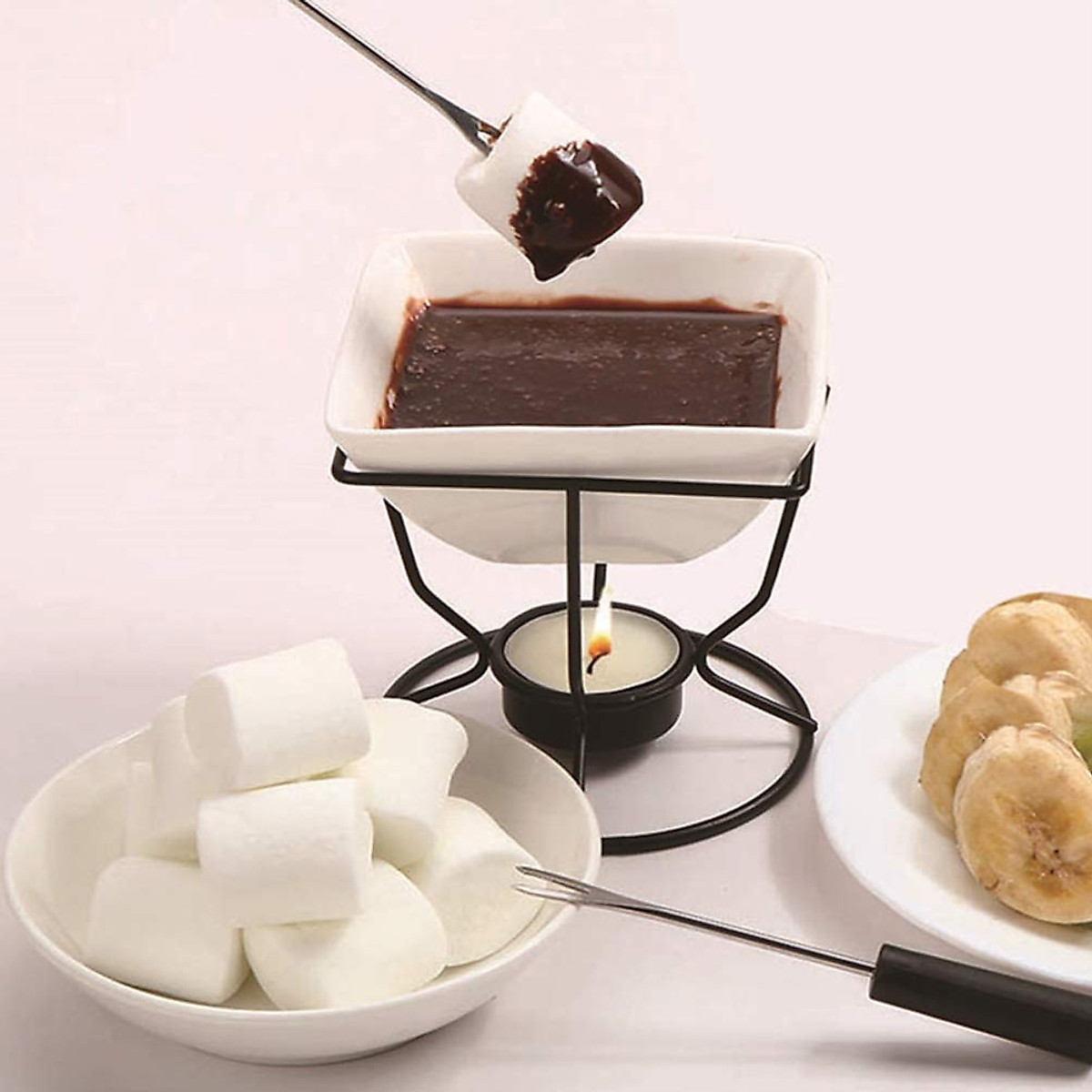 YARNOW 1 Set of Ceramic Butter Warmer Fondue Pot with Tealight Candle Chocolate Melt Pot Butter Cheese Melt Hot Pot for Cheese Chocolate