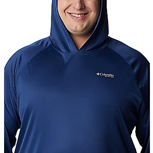 Columbia Men's Terminal Tackle Hoodie, Carbon/Ancient Fossil Logo, Large