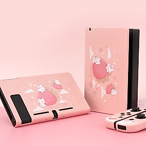 GeekShare Anti Scratch Switch Dock Cover- Hard Faceplate Sleeve Pad for Switch Dock- DIY Replacement Shell Compatible with Nintendo Switch Dock(Strawberry Rabbit)