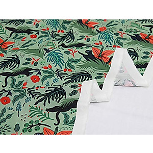 COTTONVILL MALLANGLUNA Collection 20COUNT Cotton Print Quilting Fabric-Floral Forest (1yard, Jaguar-1)