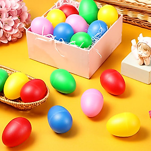 100 Pieces Egg Shakers Musical Instruments Percussion Maracas Egg for Kids Toys Plastic Easter Shaker for Learning DIY Painting, Classroom Music, Rhythm(5 Color)