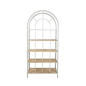 Creative Co-op EC0212 Metal Framed Bookshelf with 5 Wood Shelves Cabinets and Shelf Units, Grey