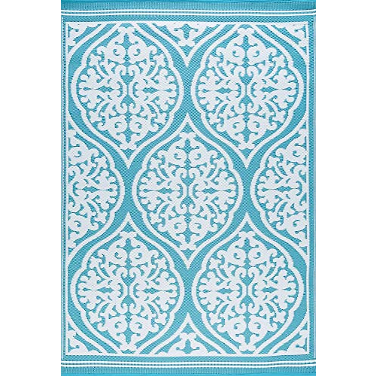 Reversible Plastic Straw, Water Resistant Outdoor Rug 6x9 for Patio, Deck, Porch, Camping, RV | Fade Resistant Outside Area Rugs for Patios | Size 5'11'' x 8'10''