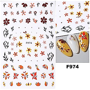 Flower Nail Art Stickers 3D Colorful Floral Decals Self Adhesive Botanical Nail Art Stickers Daisy Design Art DIY Nail Accessories for Women Acrylic Nail Decoration 8 Sheets